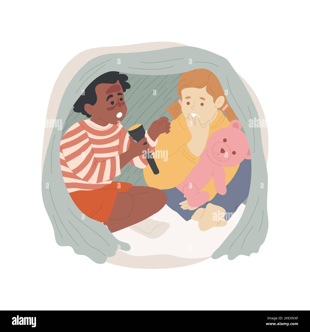 Horror stories isolated cartoon vector illustration. Nighttime children ...