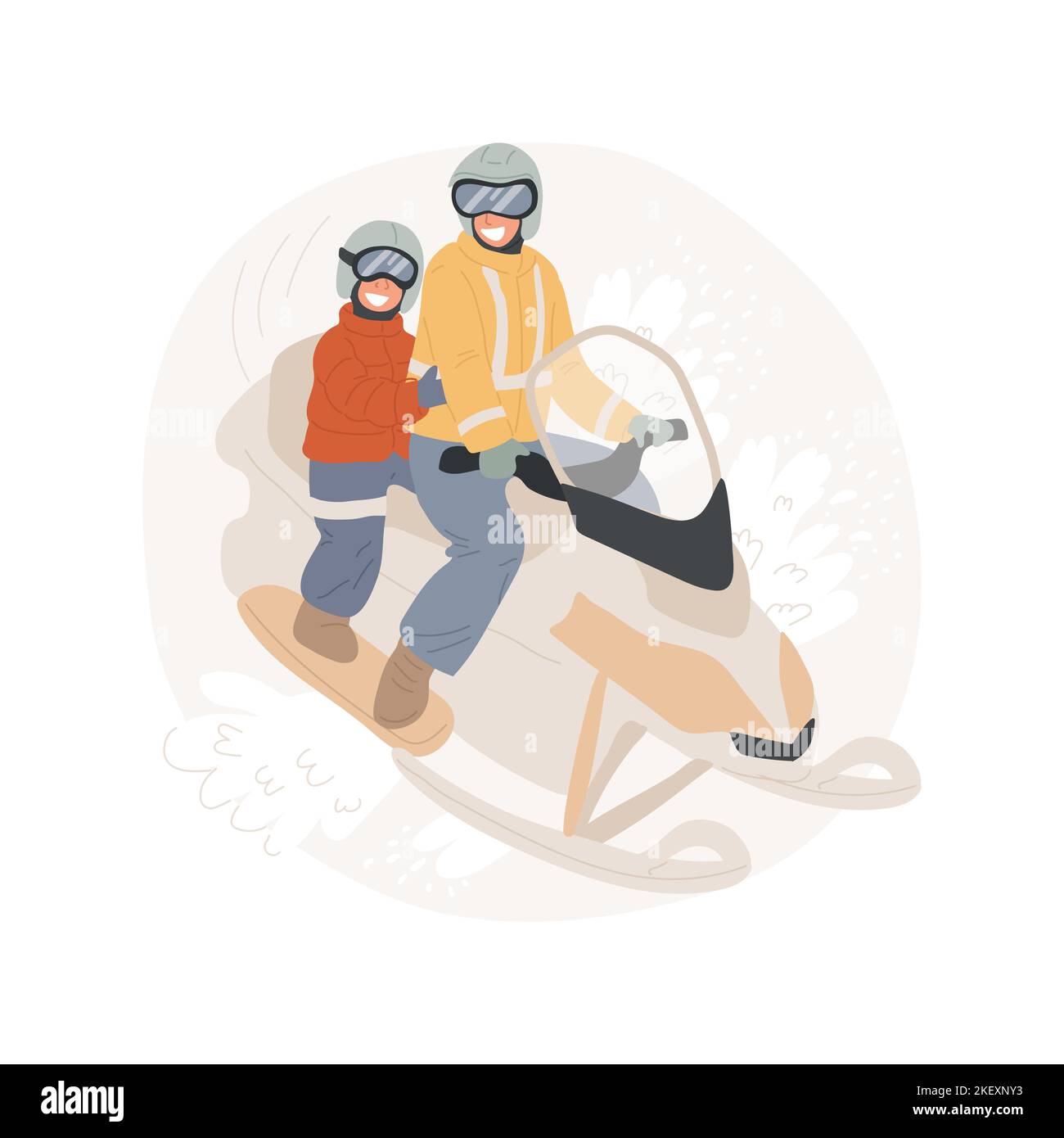 Snowmobile isolated cartoon vector illustration. Snowmobiling adventure ...