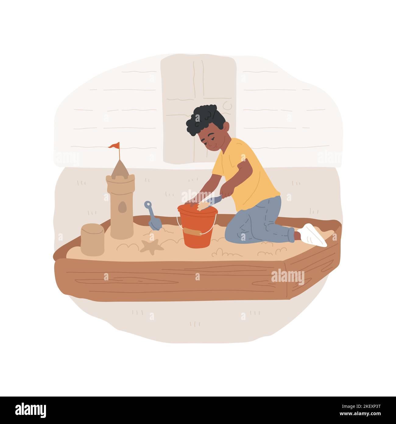 Sandbox isolated cartoon vector illustration. Toddler playing with ...