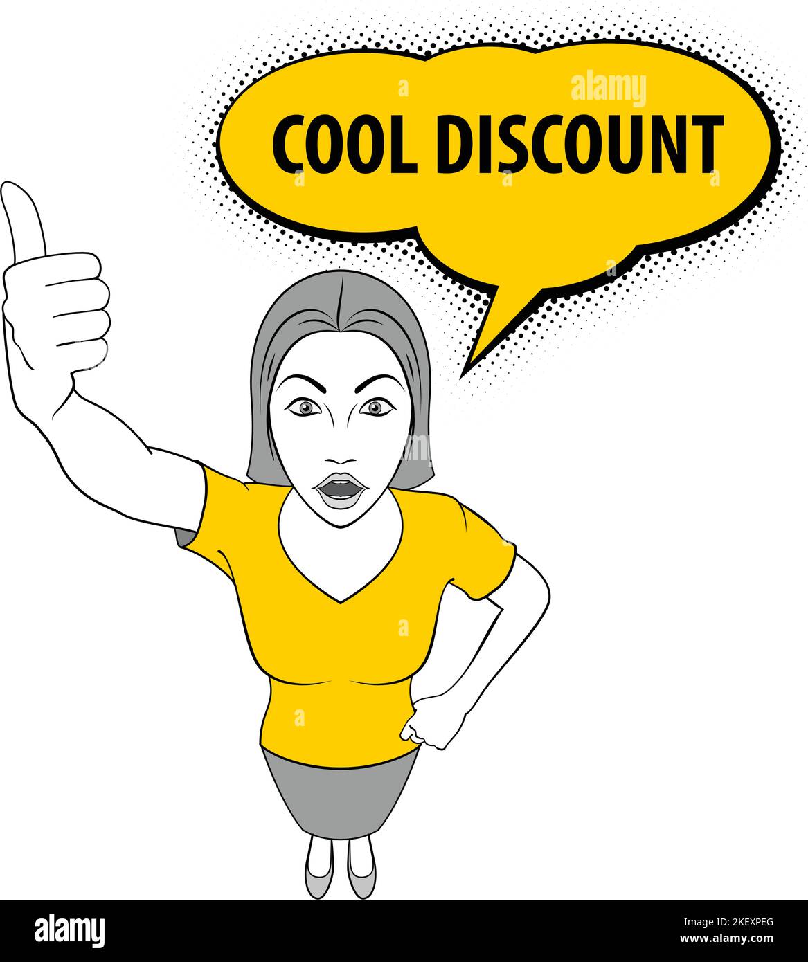 Illustration of Woman Giving a Thumbs Up. Cool Discount Stock Vector ...