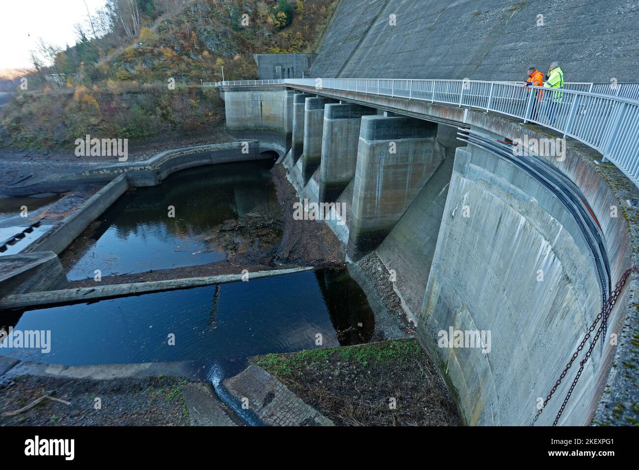 14 November 2022, Saxony-Anhalt, Thale: View of the stilling basin of ...