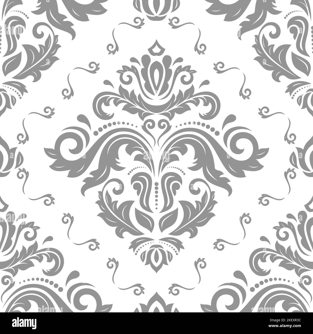 Classic seamless pattern. Damask orient gray ornament. Classic vintage ...