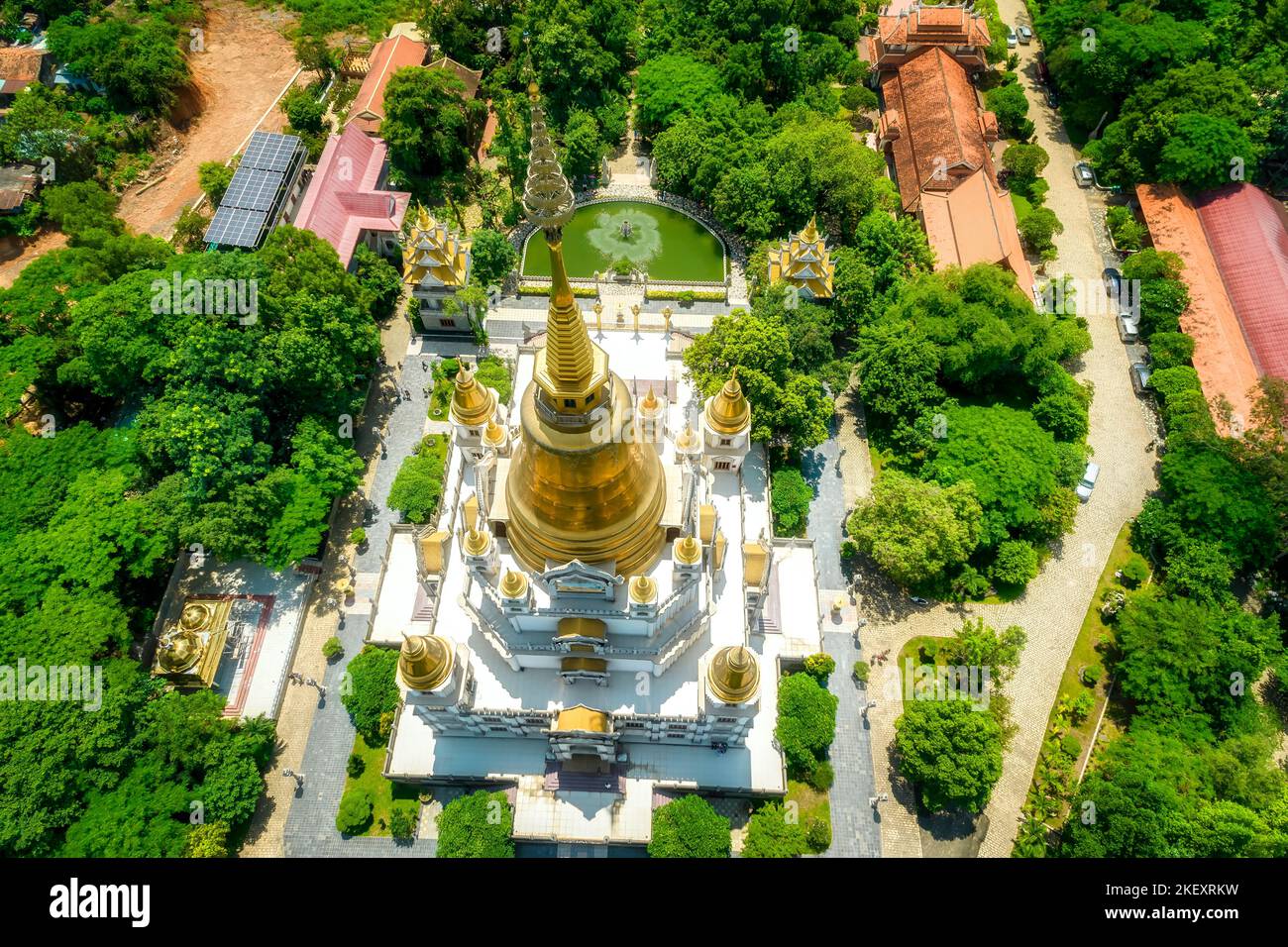 Aerial view of Buu Long Pagoda in Ho Chi Minh City, Vietnam. A ...