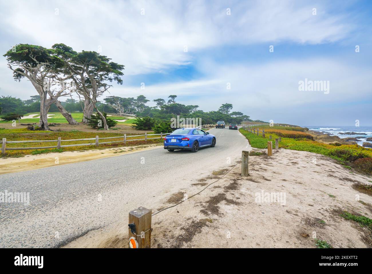 Monterey, California, USA - October 31, 2022. Scenic road 17 Mile Drive ...