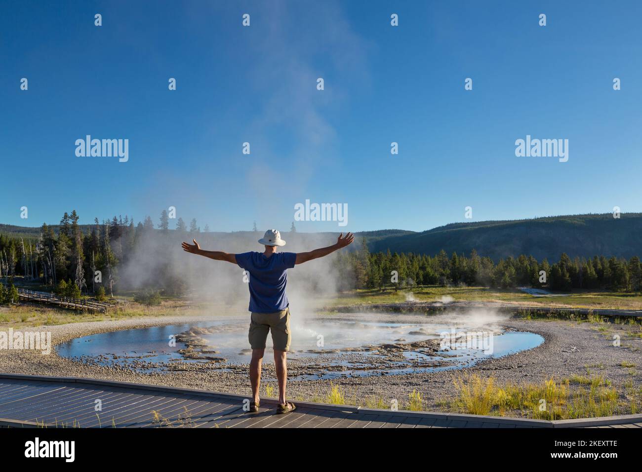 Tourists in Yellowstone National Park, USA Stock Photo - Alamy