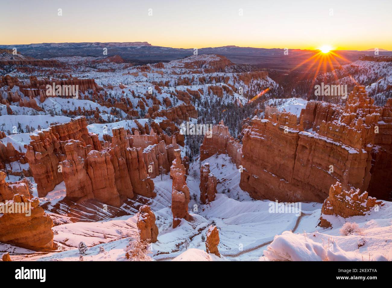Picturesque colorful pink rocks of the Bryce Canyon National park in ...