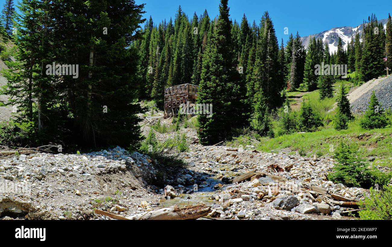 Abandoned antique mine structure deep in the woods Stock Photo - Alamy