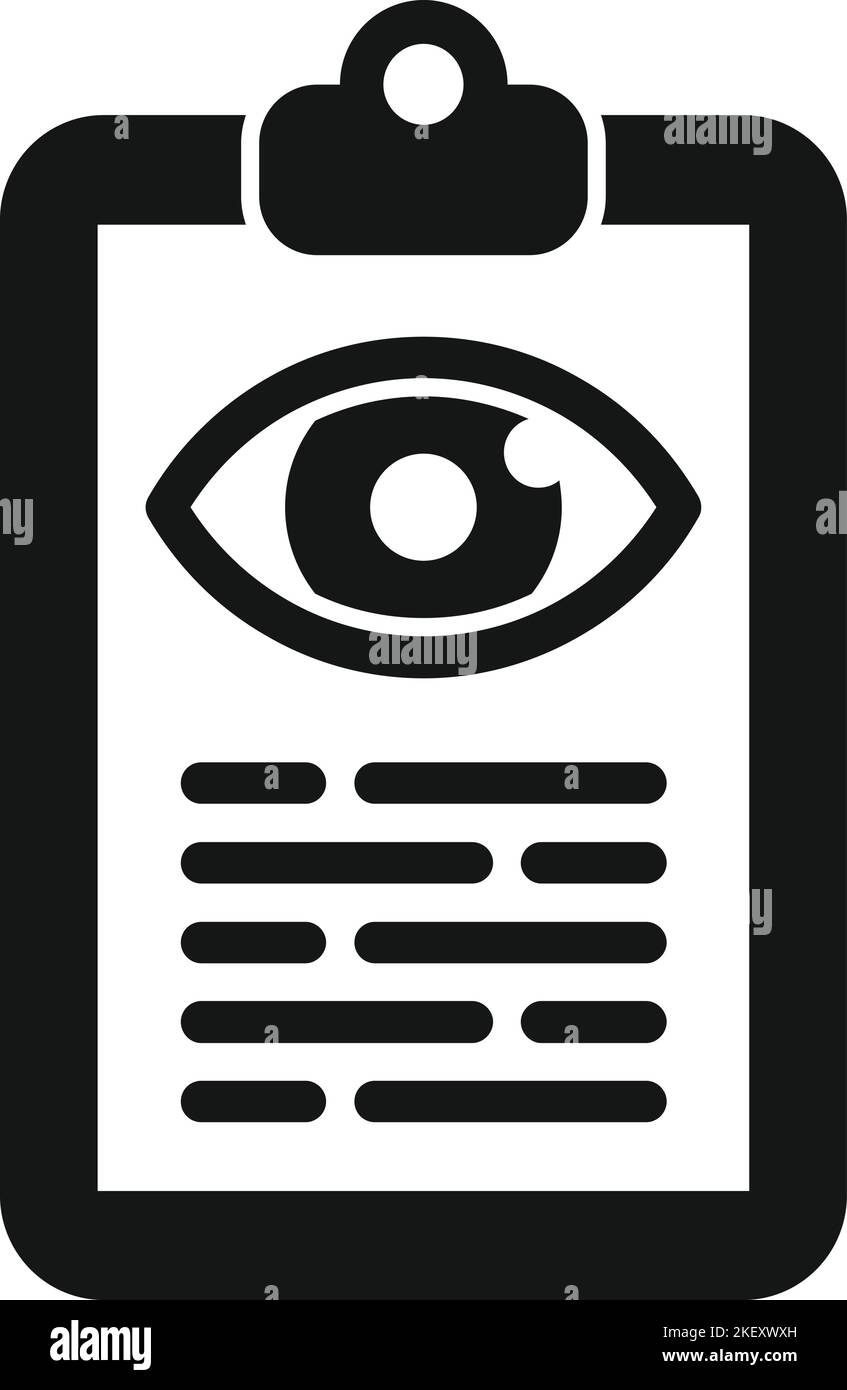 Eye check clipboard icon simple vector. Test care. Glasses care Stock ...