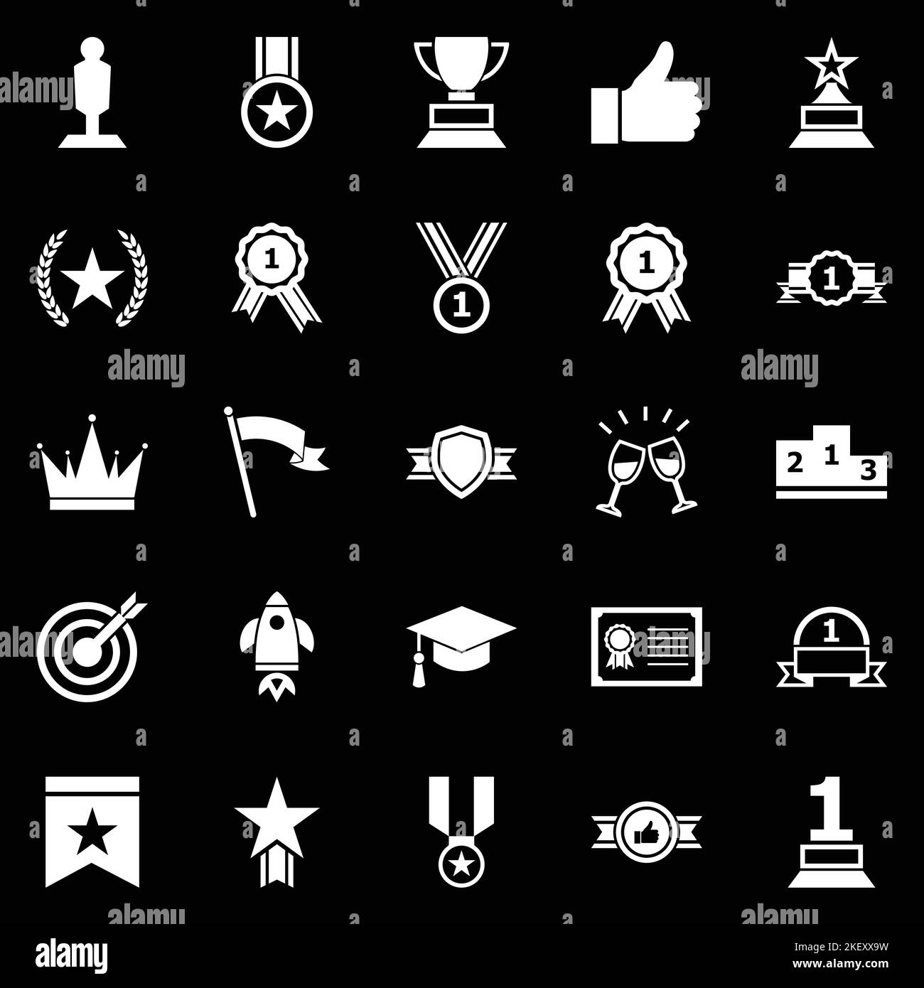 Success icons on black background, stock vector Stock Vector Image ...