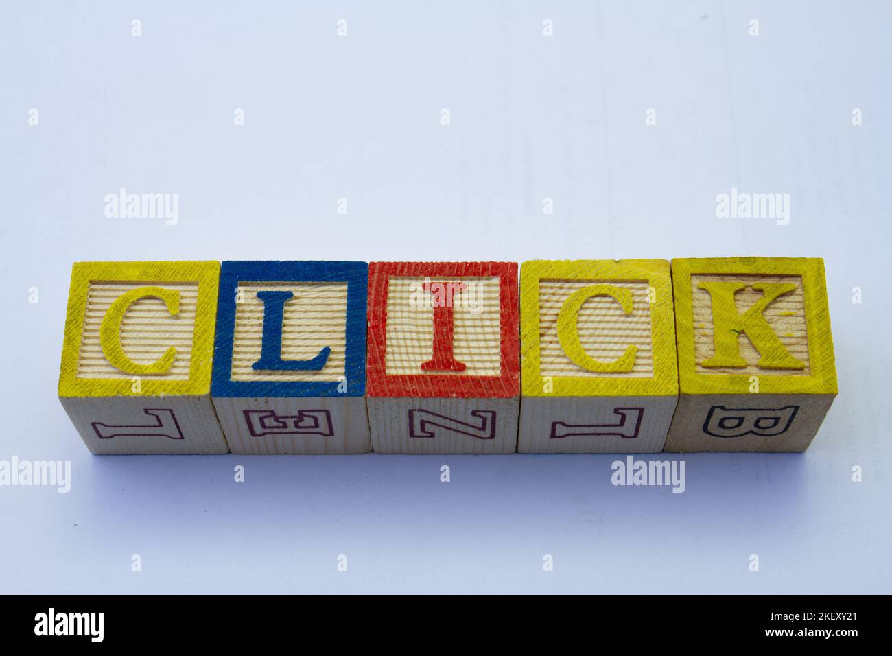 The term click visually displayed on a clear background with copy space ...