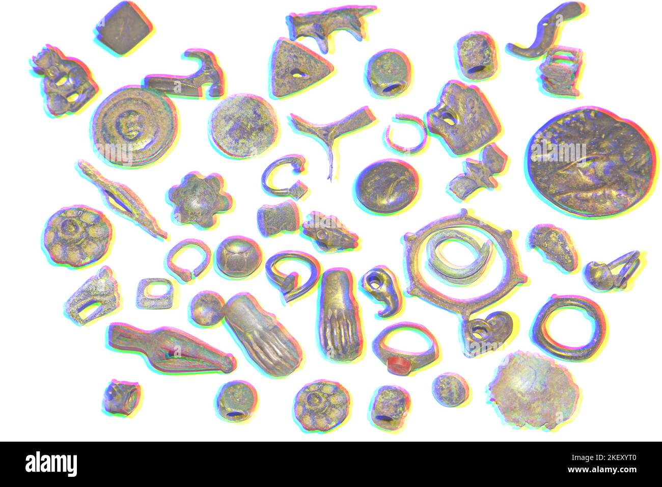 Defocused background with anaglyph effect ancient Scythian objects ...