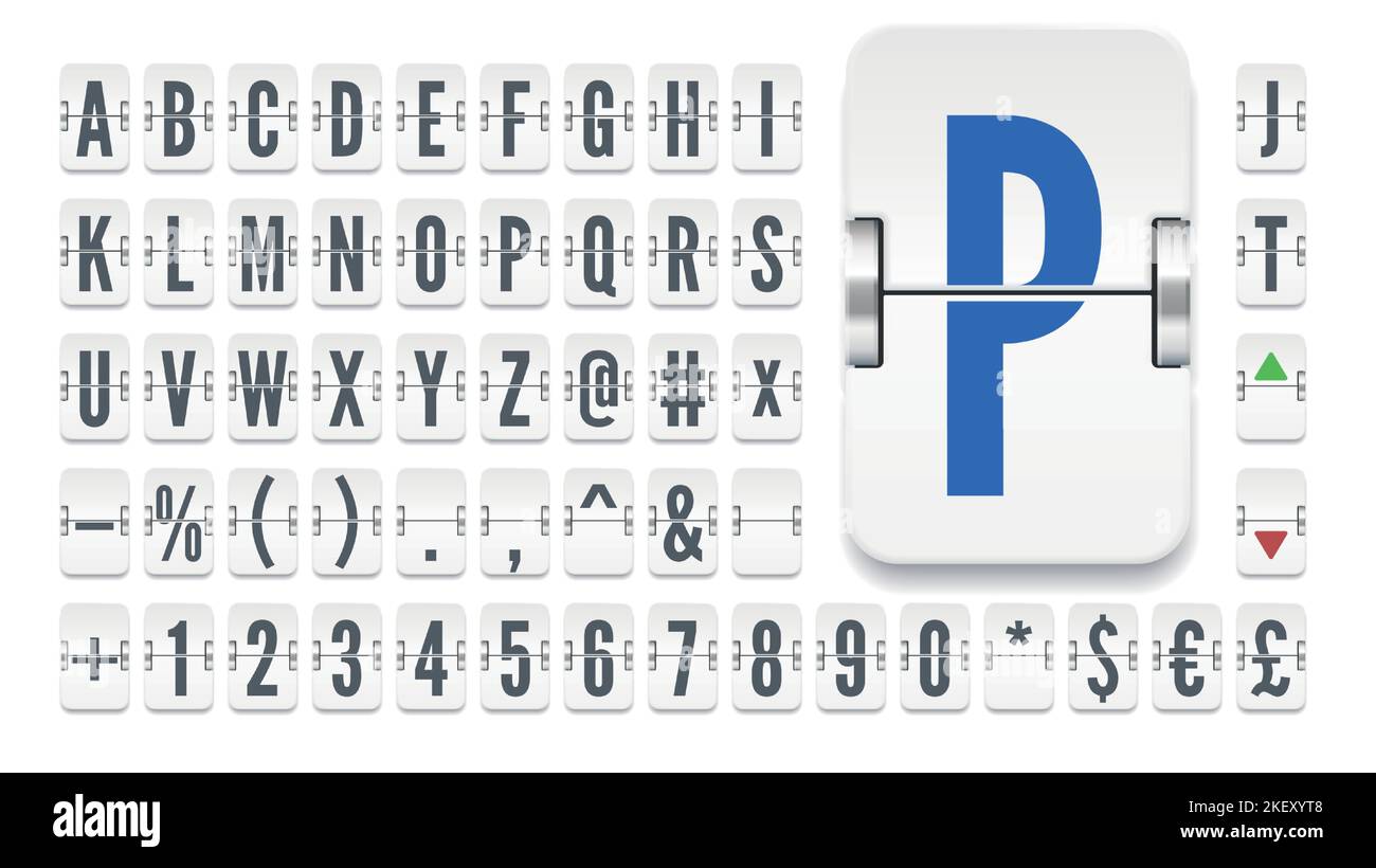 Airport terminal white mechanical flip scoreboard font with numbers to ...
