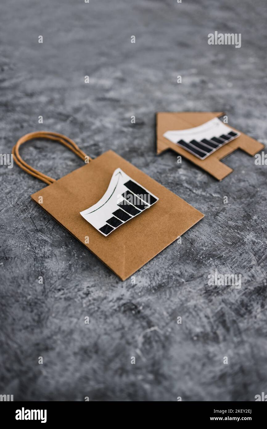 inflation going up and property prices dropping conceptual image ...