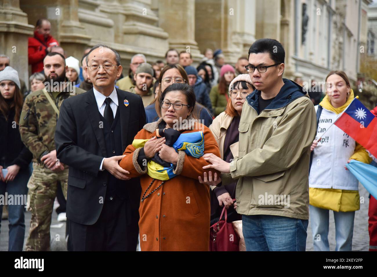 Lviv, Ukraine, 14/11/2022, Mother of Tseng Sheng-Guang, who was killed by the Russian occupation ...