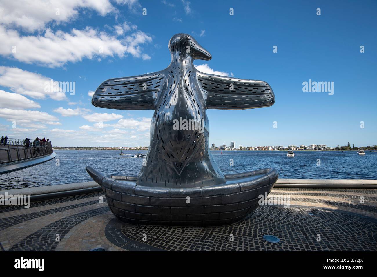 The iconic Penguin metal sculpture at Queen Elizabeth Quay, Perth ...
