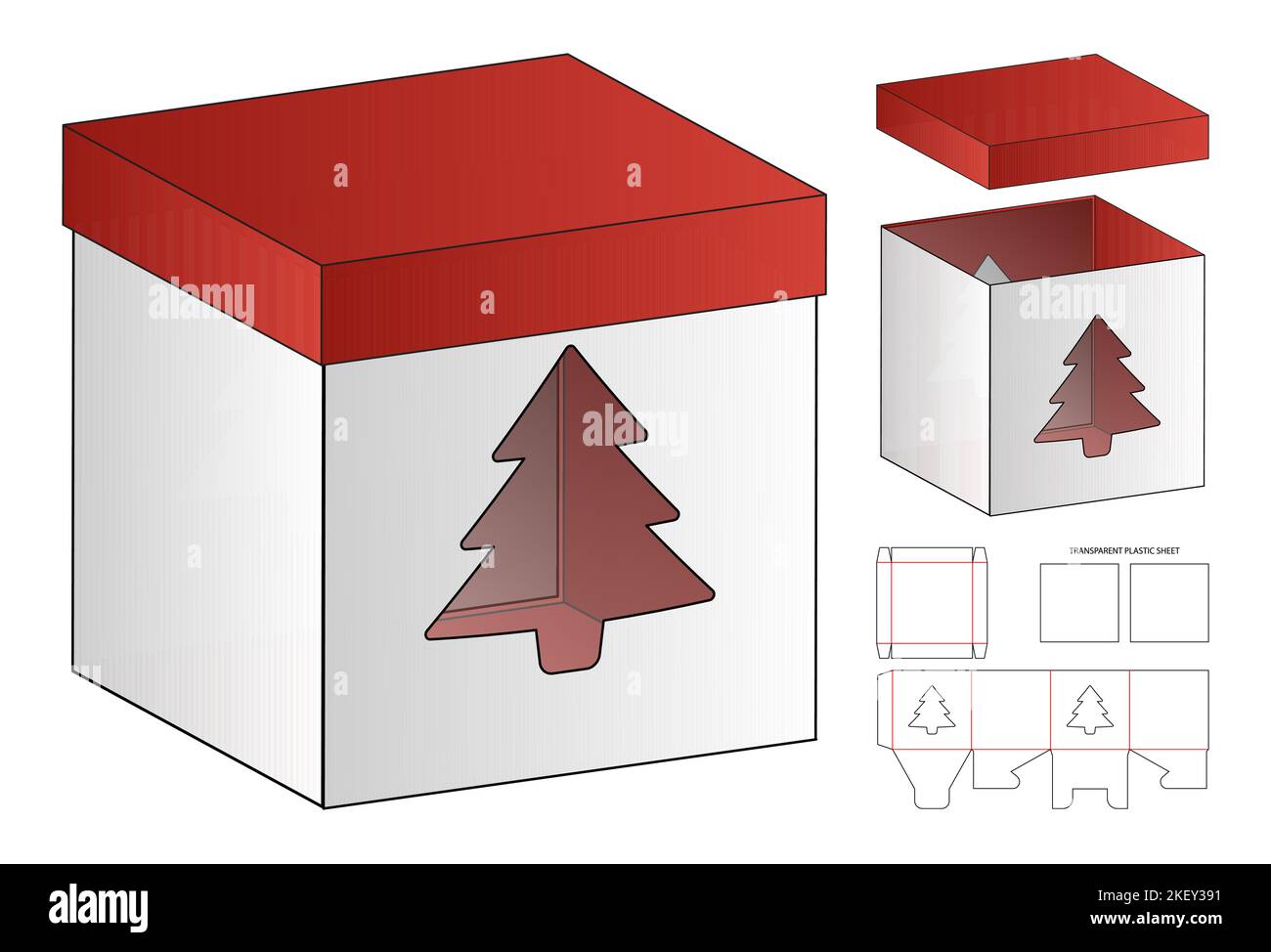 Christmas Box packaging die cut template design. 3d mock-up Stock ...