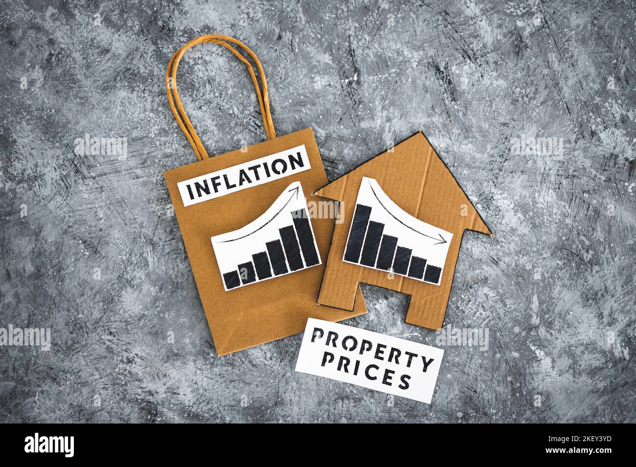 inflation going up and property prices dropping conceptual image ...