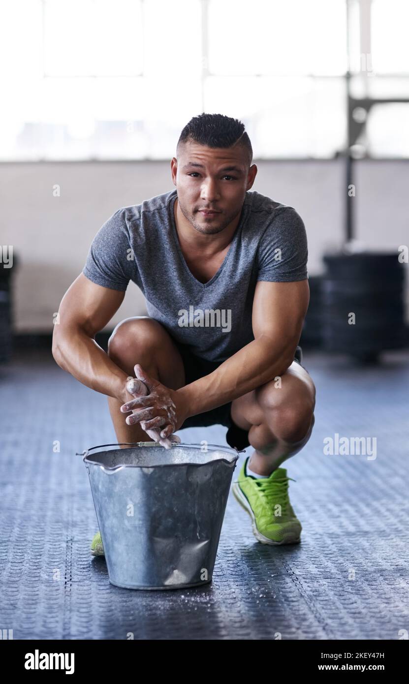 Good grip is the only option. Full length portrait of a young man ...