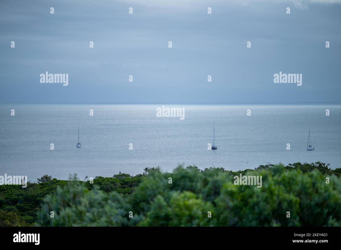 yatching in queenland australia. at a tropical island coastline in ...