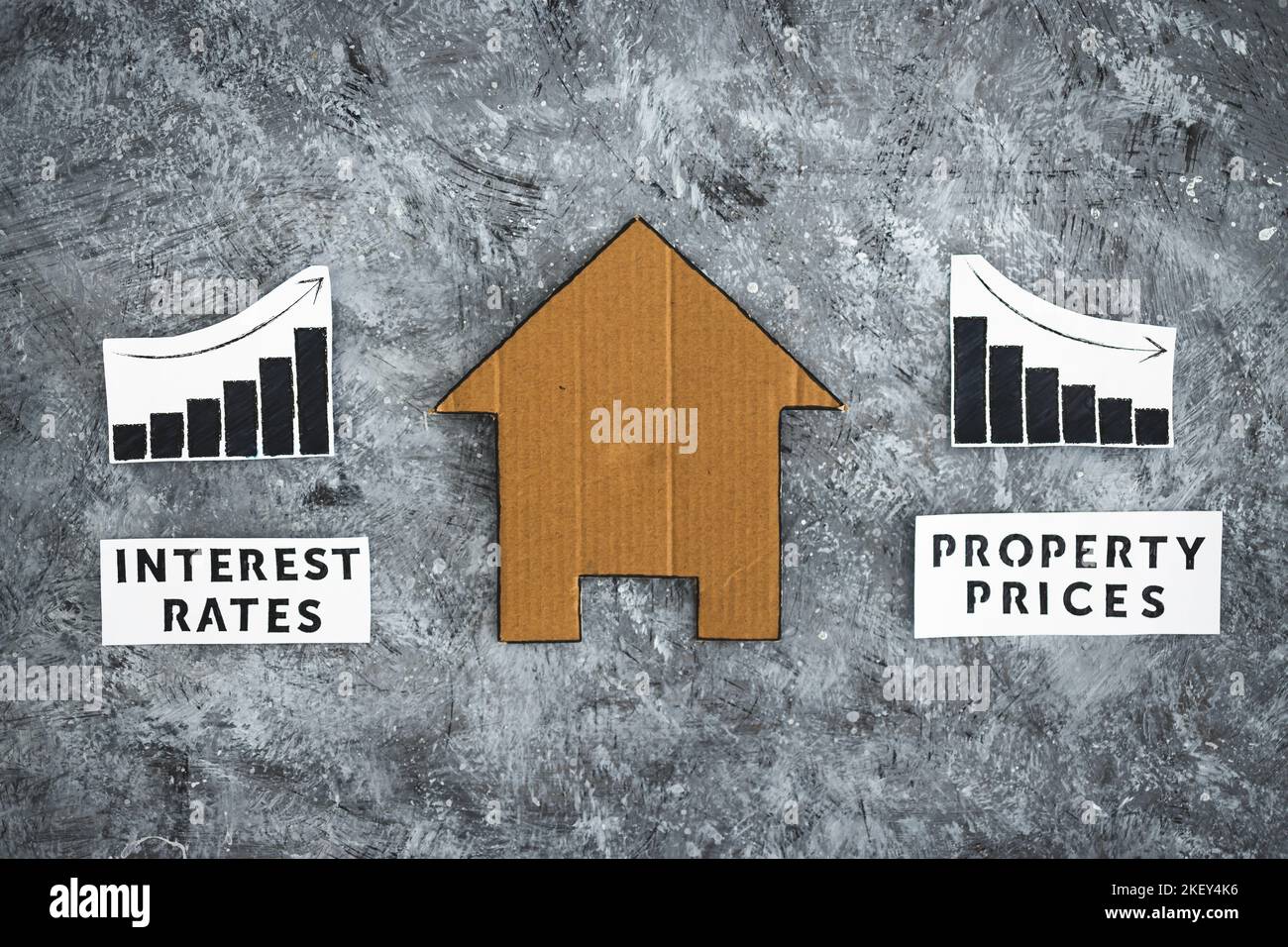 interest rates increasing and property prices dropping conceptual image ...