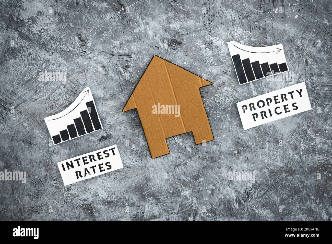 interest rates increasing and property prices dropping conceptual image ...