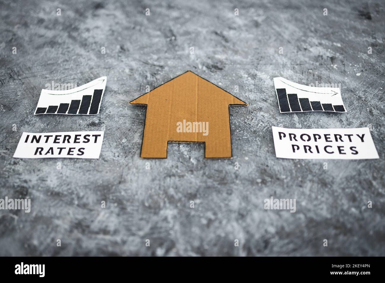 interest rates increasing and property prices dropping conceptual image ...