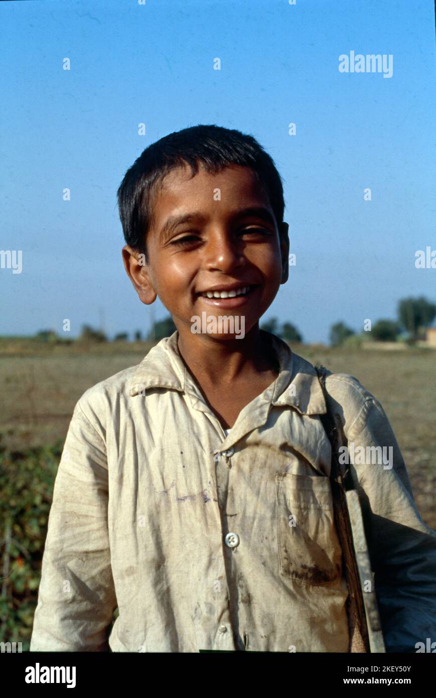 Rural Boy, Returning from School, India Stock Photo - Alamy