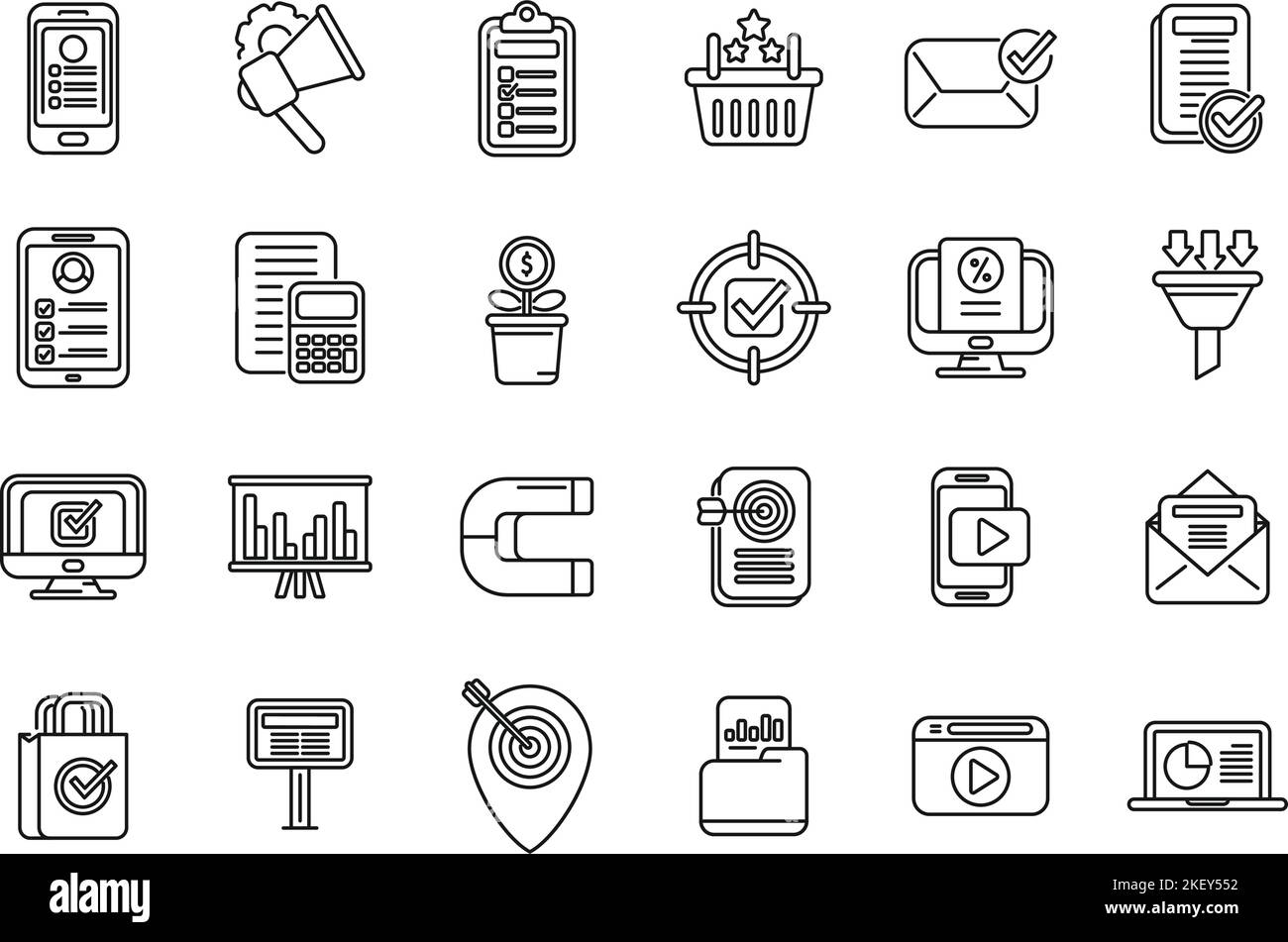 Marketing filled icons set outline vector. Direct sales. Mail cart ...