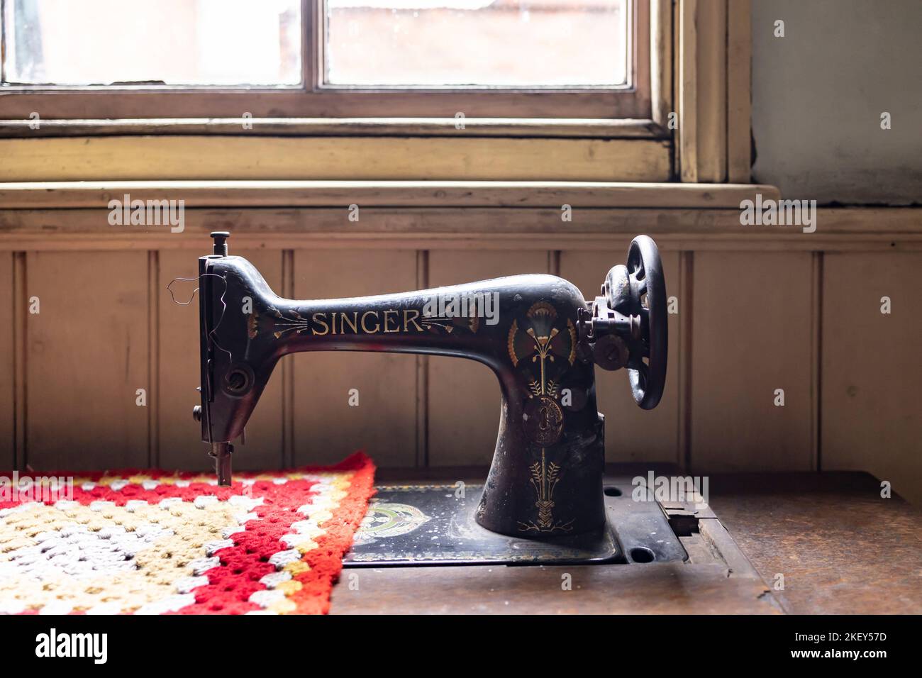 Dudley, West Midlands-united kingdom July 13 2019 Singer sewing machine ...