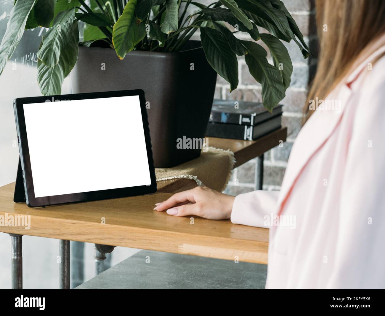 computer mockup office woman mobile technology Stock Photo - Alamy