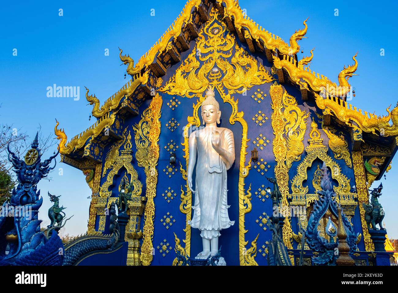 Wat Rong Suea Ten or Chiang Rai Blue Temple, located in Rim Kok ...