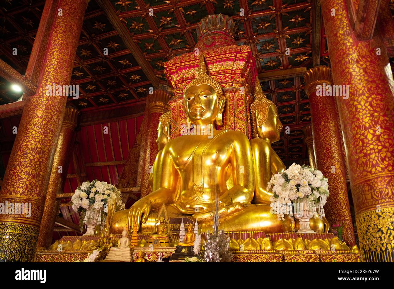 Golden Buddha image inside Wat Phumin (Phumin Temple), the famous ...