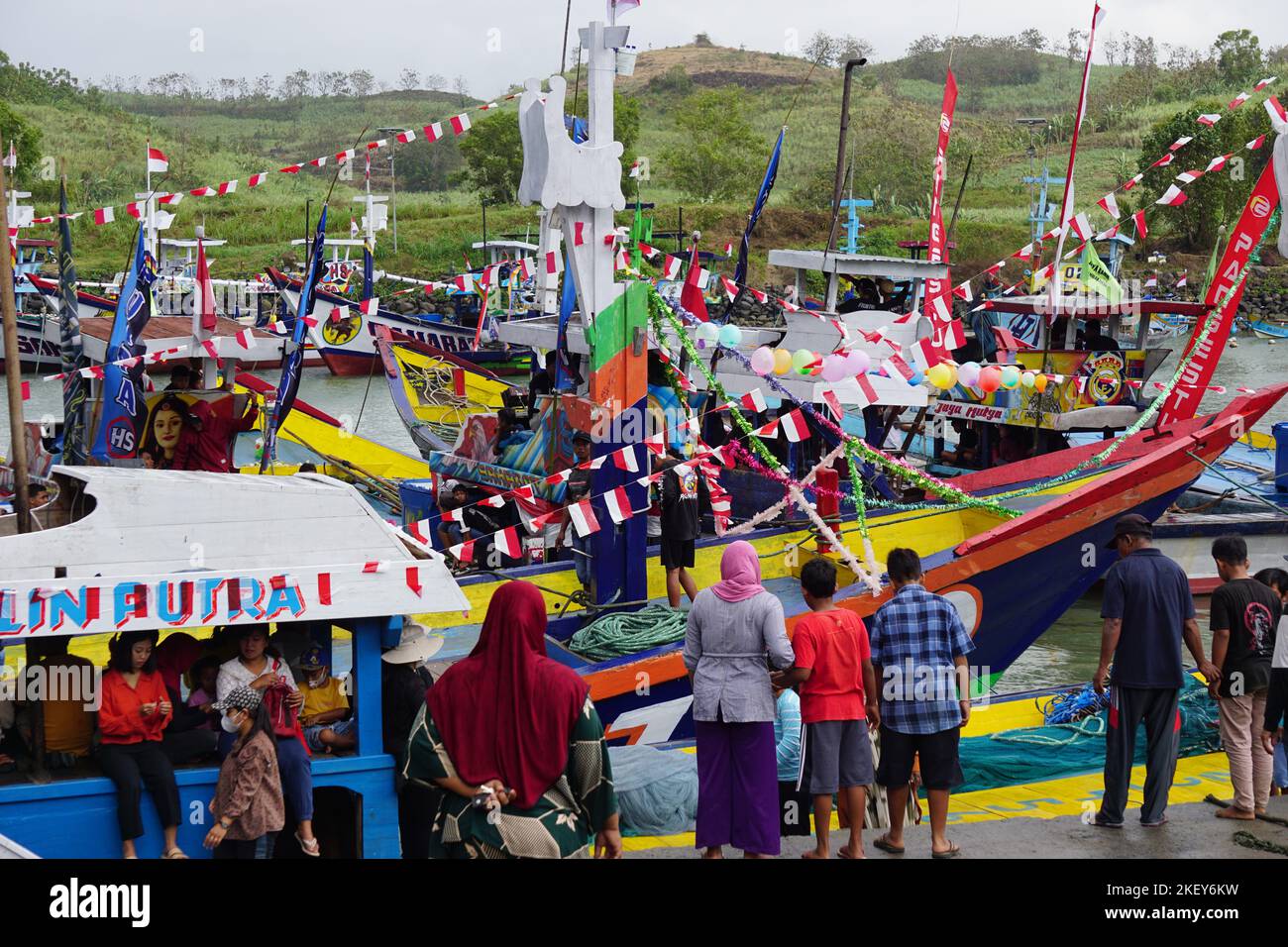 Petik laut ceremony on tambakrejo beach. Petik laut is Javanese ...