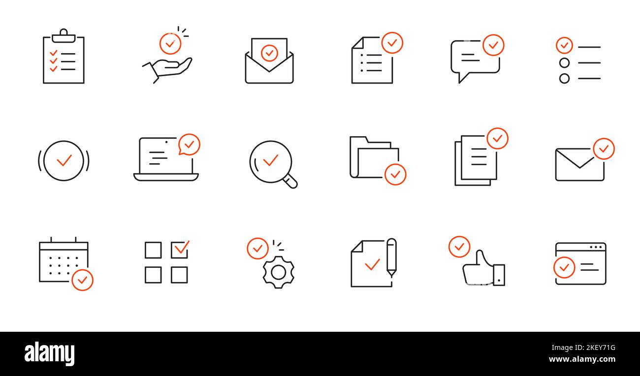 Document check, quality control line icon. Quality certificate ...