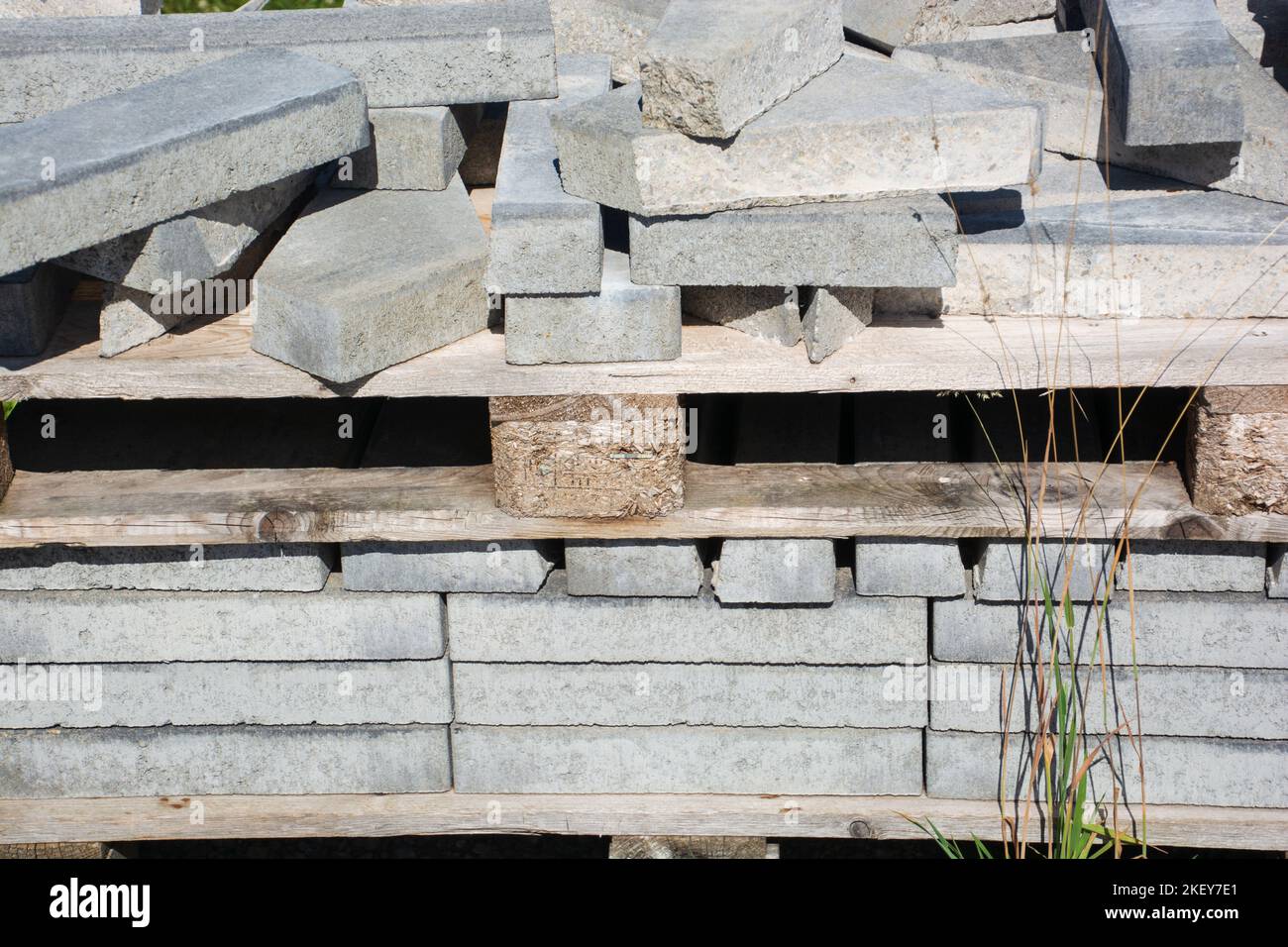 square concrete plates on construction site ready for use Stock Photo ...