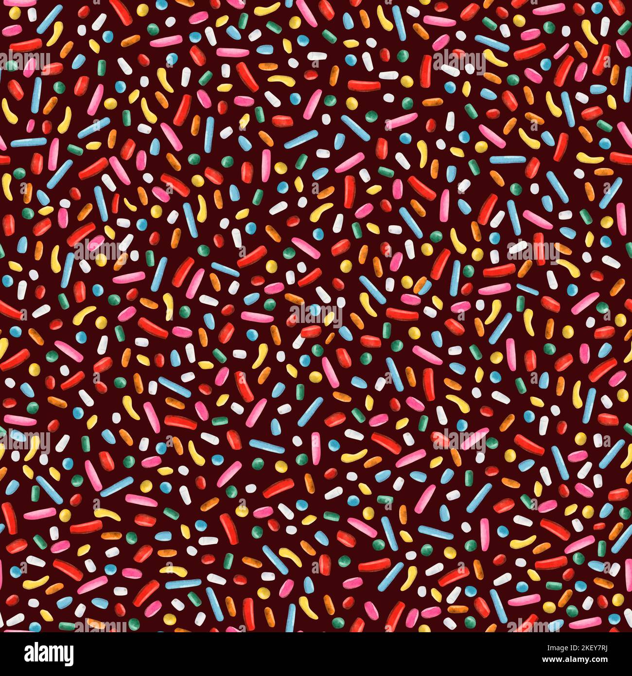 Colorful sprinkles seamless pattern on chocolate background. For food ...