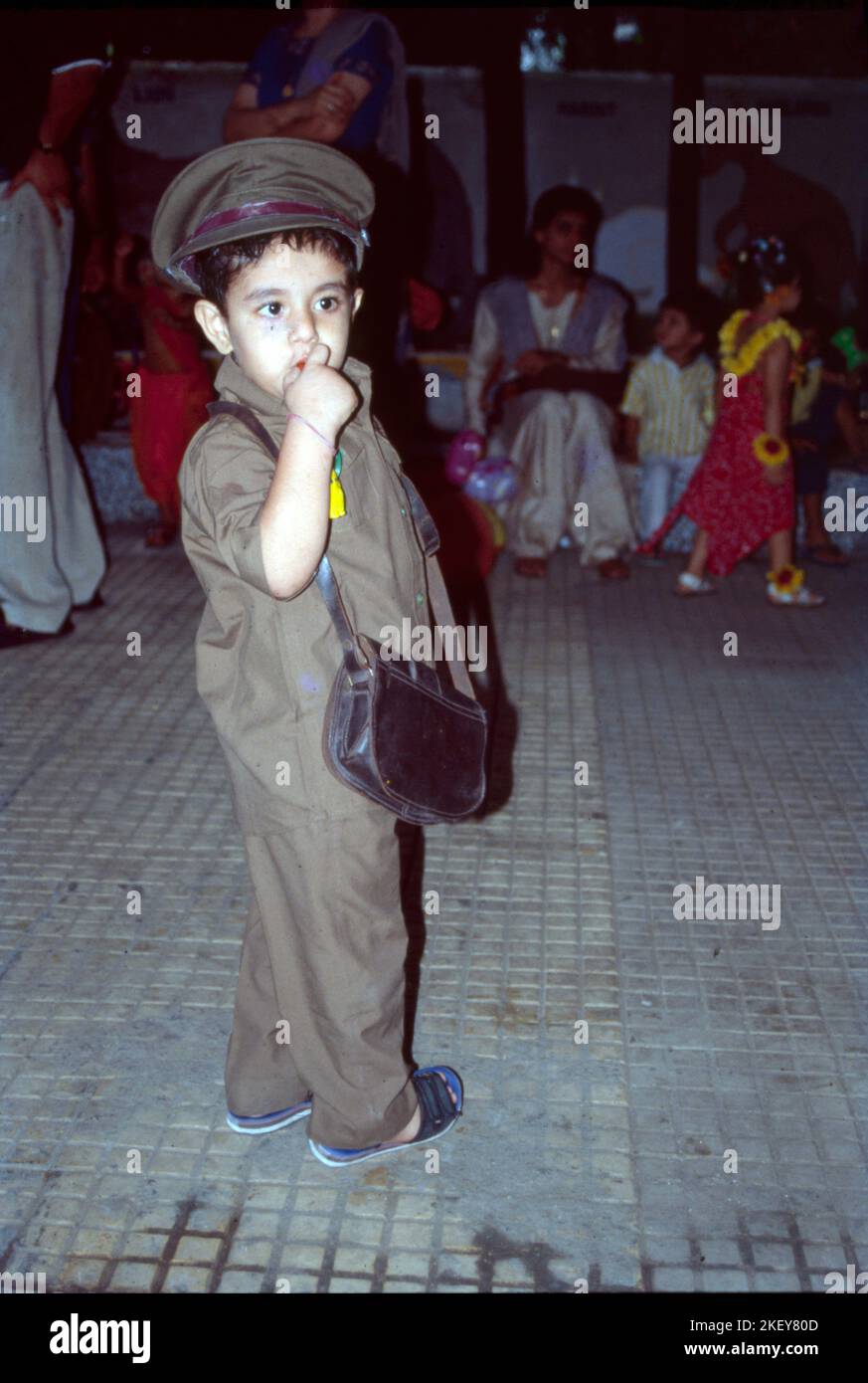 Child Performing at Fancy Dress Competition, As Bus Conductor In ...