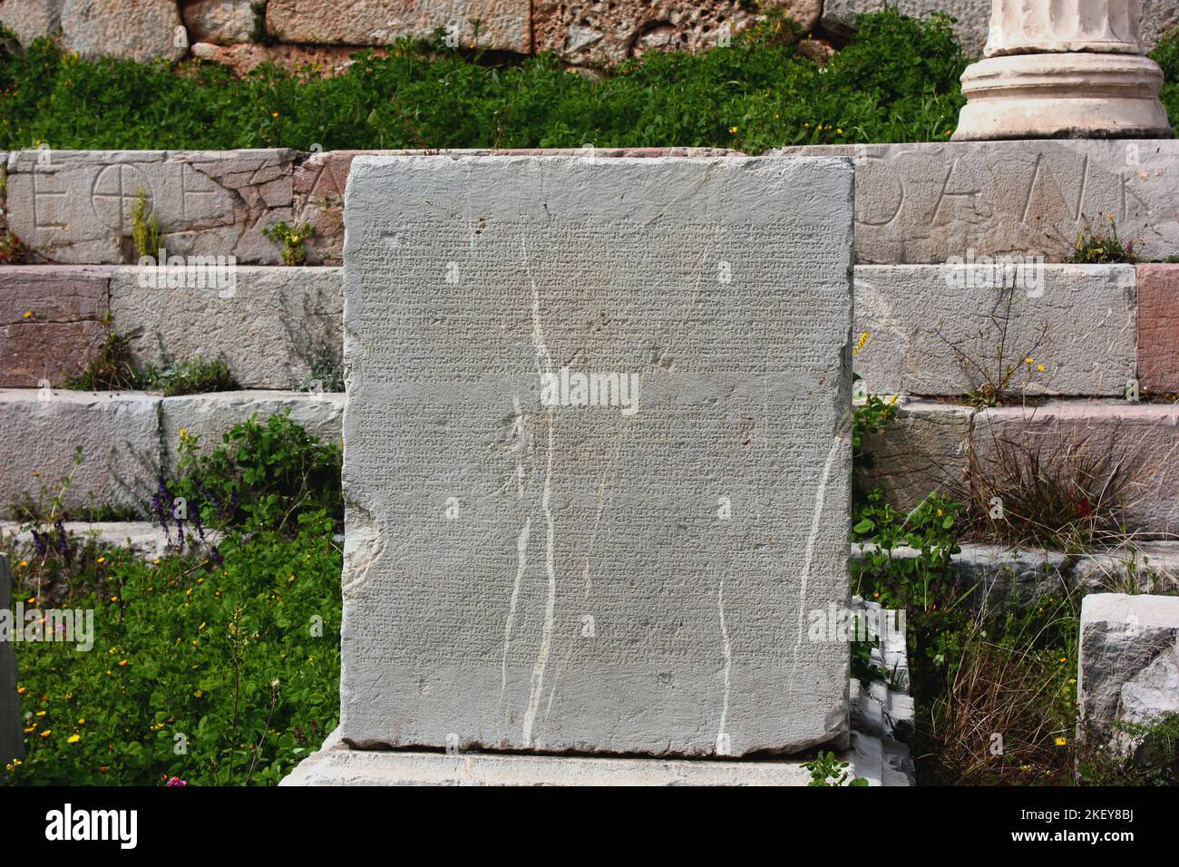 Ancient Greek inscription at Delphi, Greece Stock Photo - Alamy