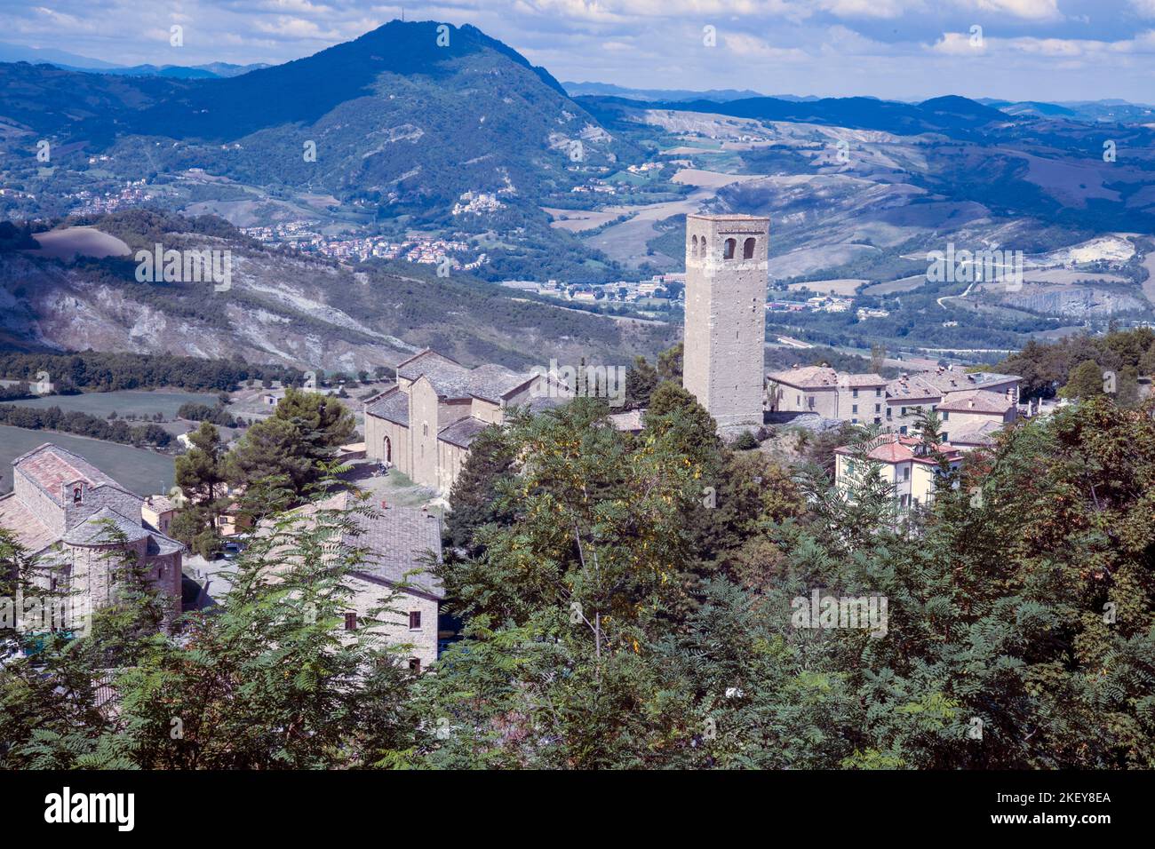 The hills and landscape view from San Leo village, San Leo, Rimini ...
