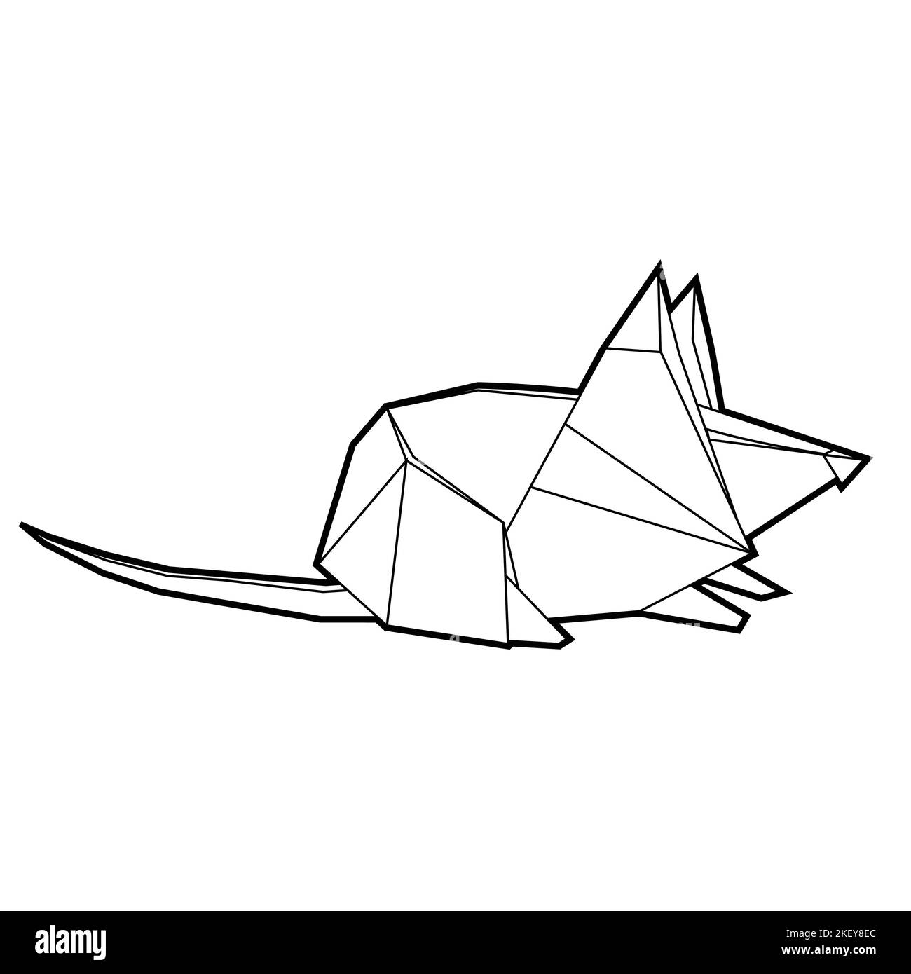 Polygonal outline mouse. Contour origami rat. Paper folded animal. The ...