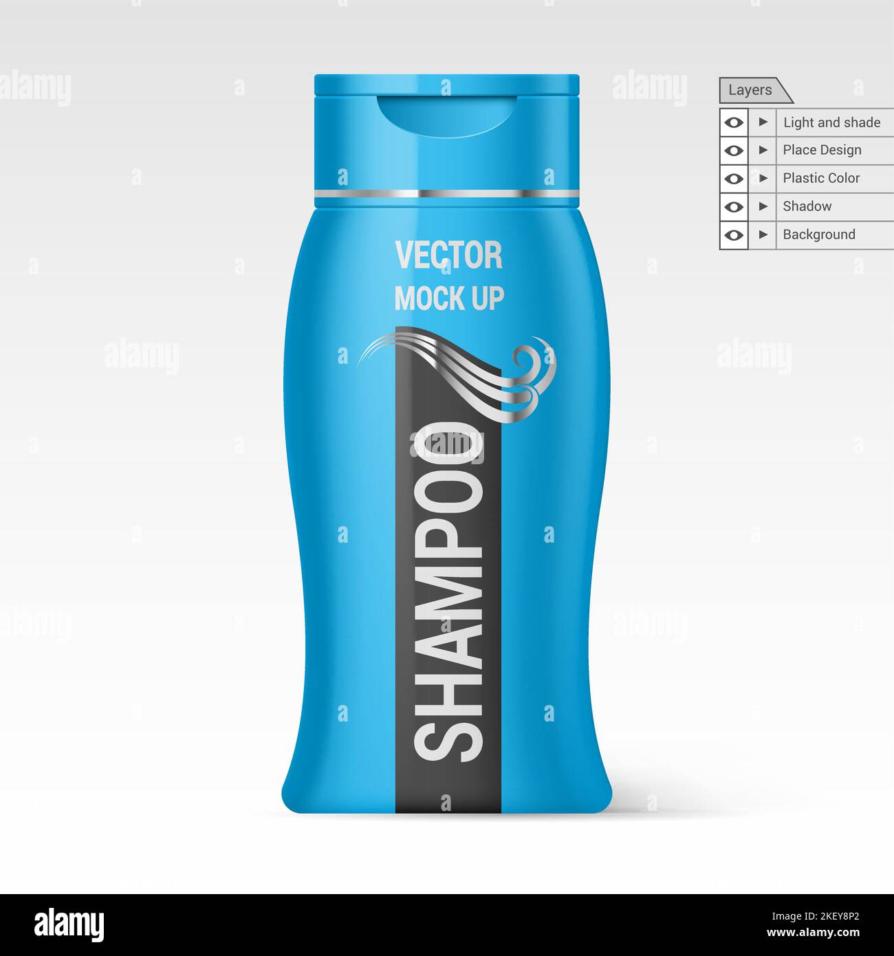 Blue Plastic Bottle Shampoo Isolated on White Background Vector Layer ...