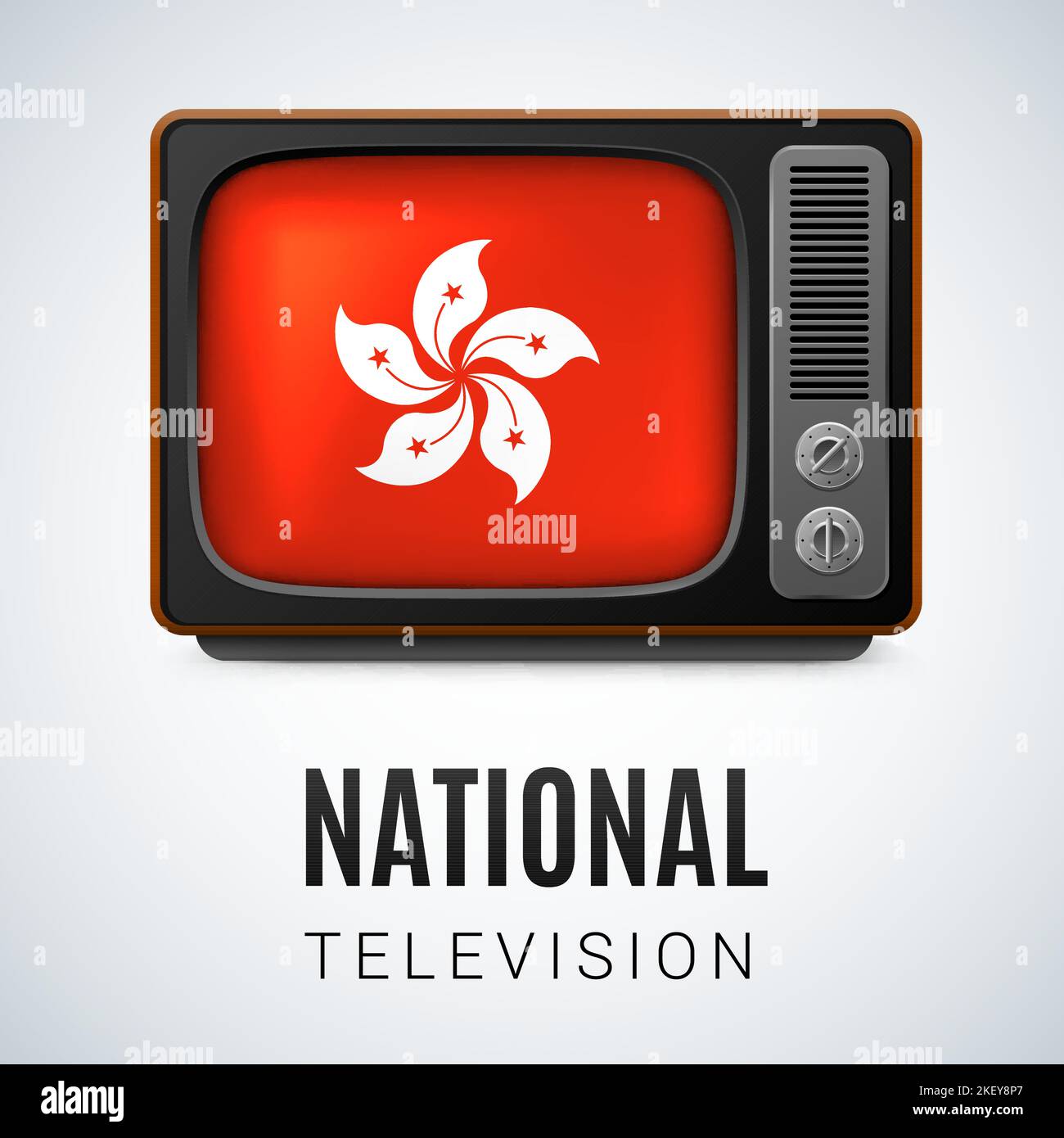 Vintage TV and Flag of Hong Kong as Symbol National Television. Button ...