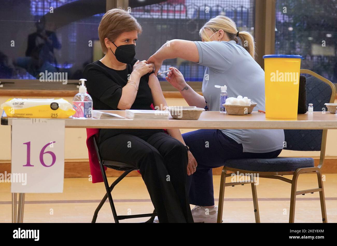 First Minister Nicola Sturgeon receives a Covid booster jab and a ...