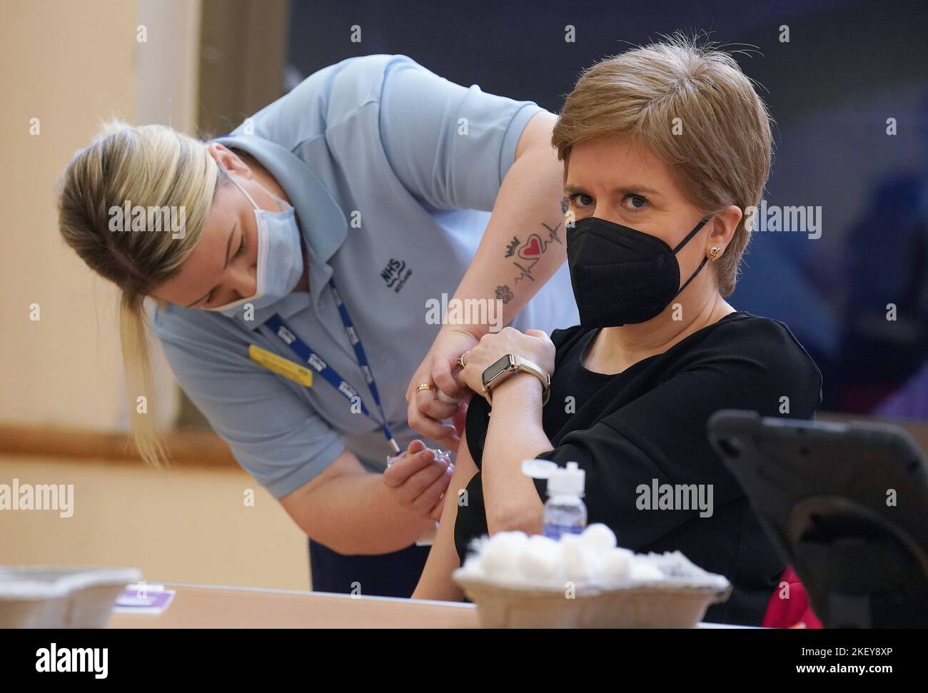 First Minister Nicola Sturgeon receives a Covid booster jab and a ...
