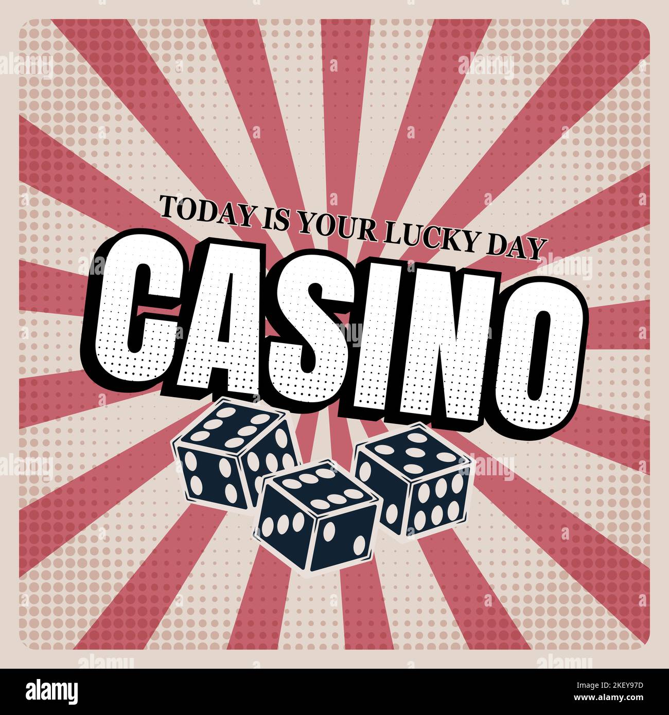 Casino retro poster, comic, dice. Vector illustration vintage Stock ...