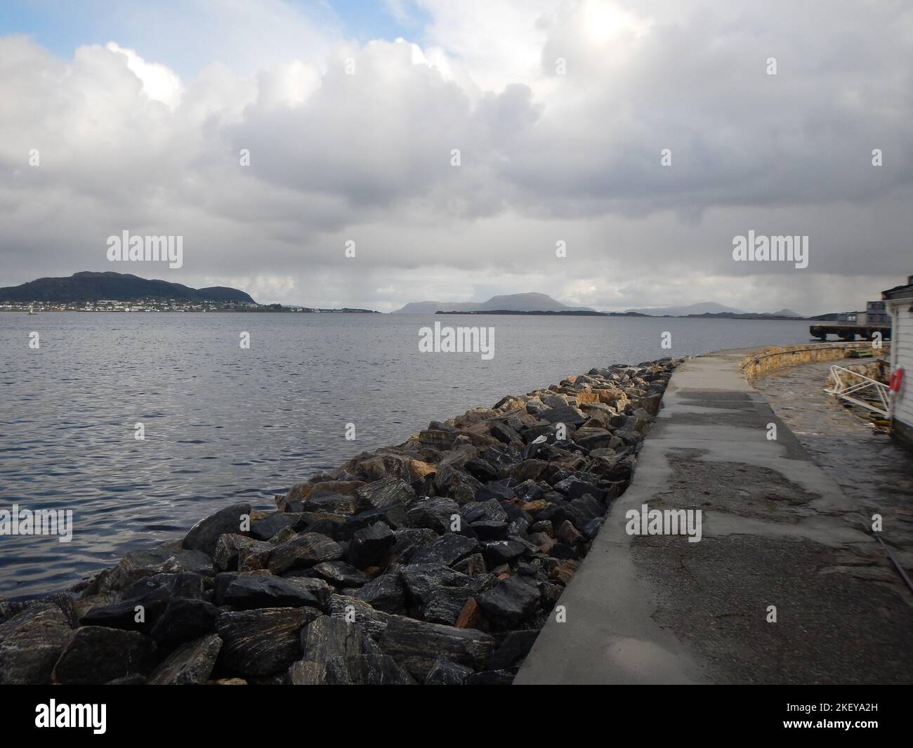 Norway Fjord landscape cloudy grey cold ocean Stock Photo - Alamy