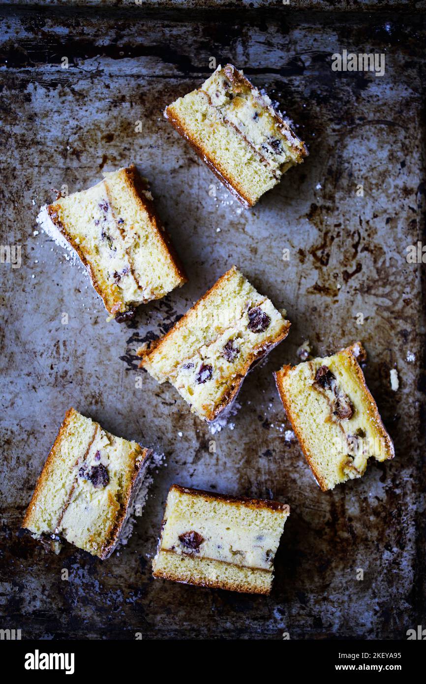 Romanian soft placinta with ricotta cheese and raisins Stock Photo - Alamy