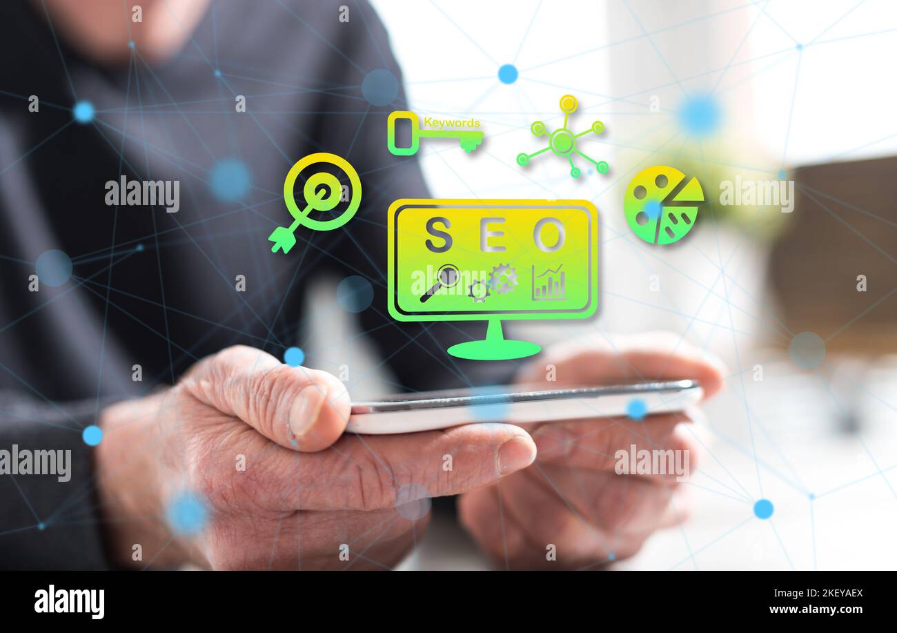 Seo optimization web concept man analyzing data hi-res stock ...