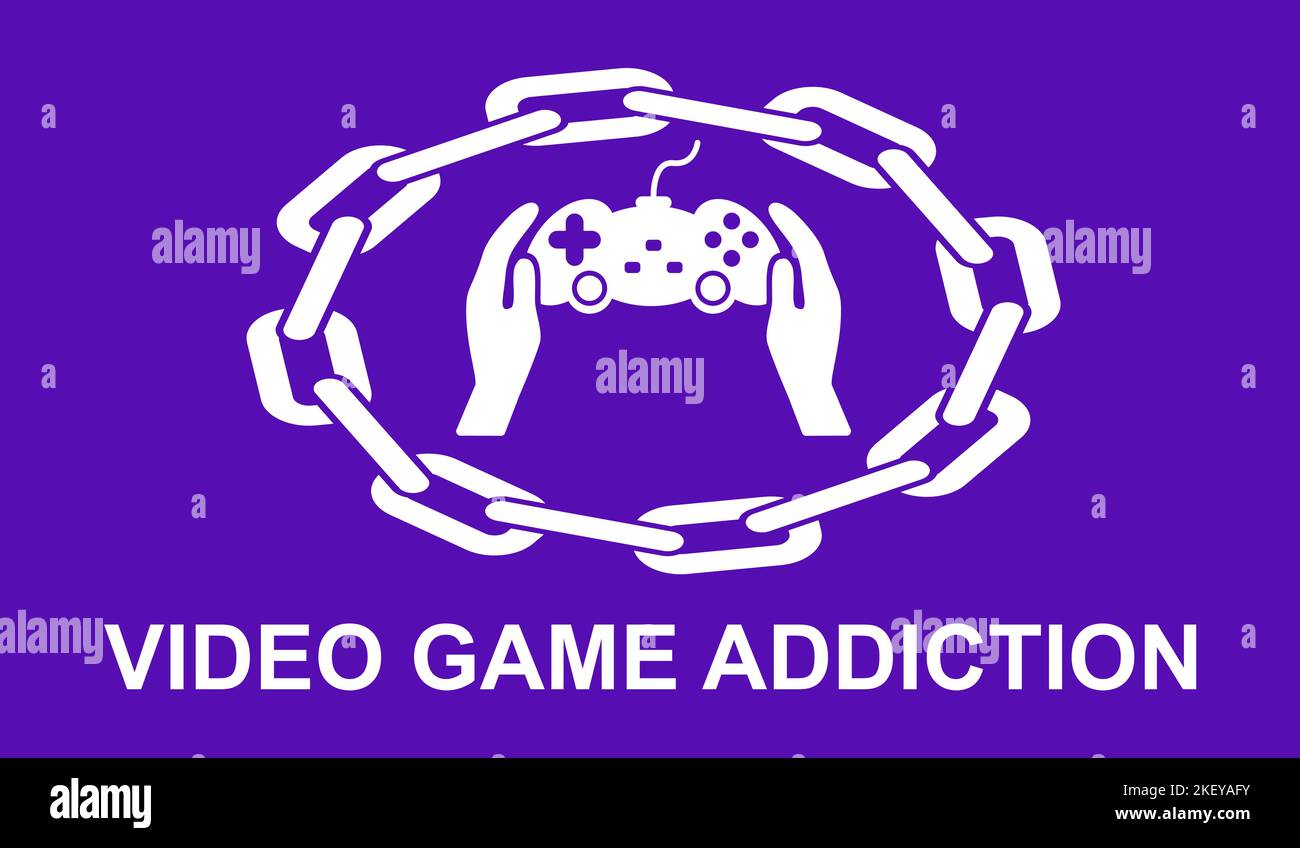 Illustration of a video game addiction concept Stock Photo - Alamy