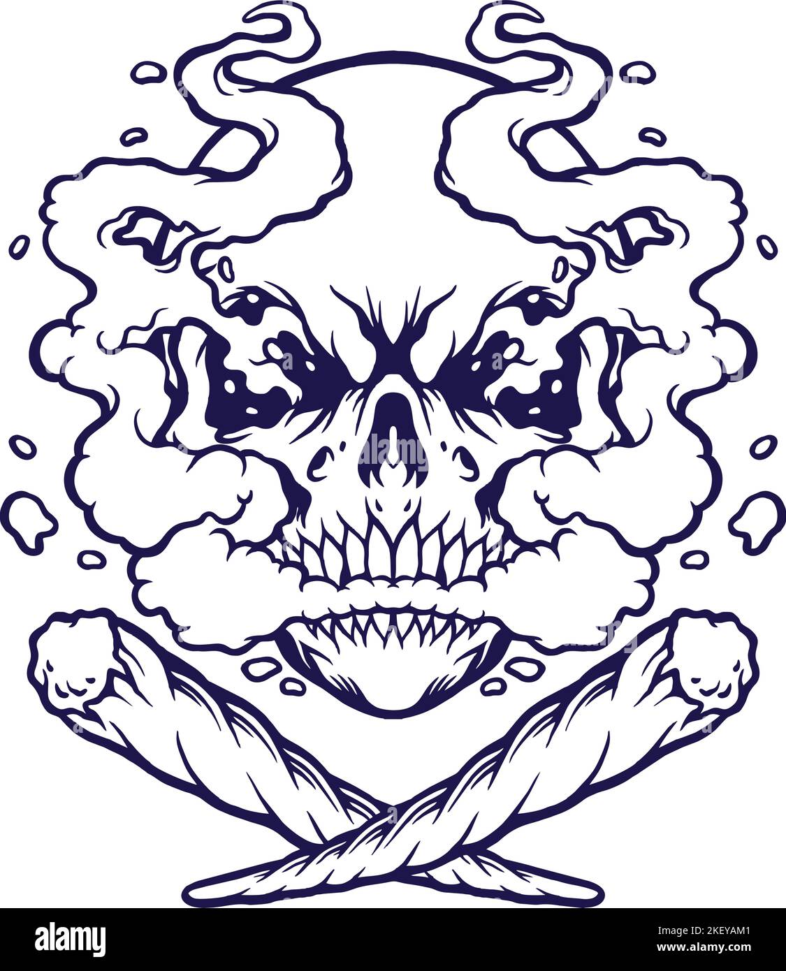 Skull Smoking Weed Silhouette vector illustrations for your work logo ...